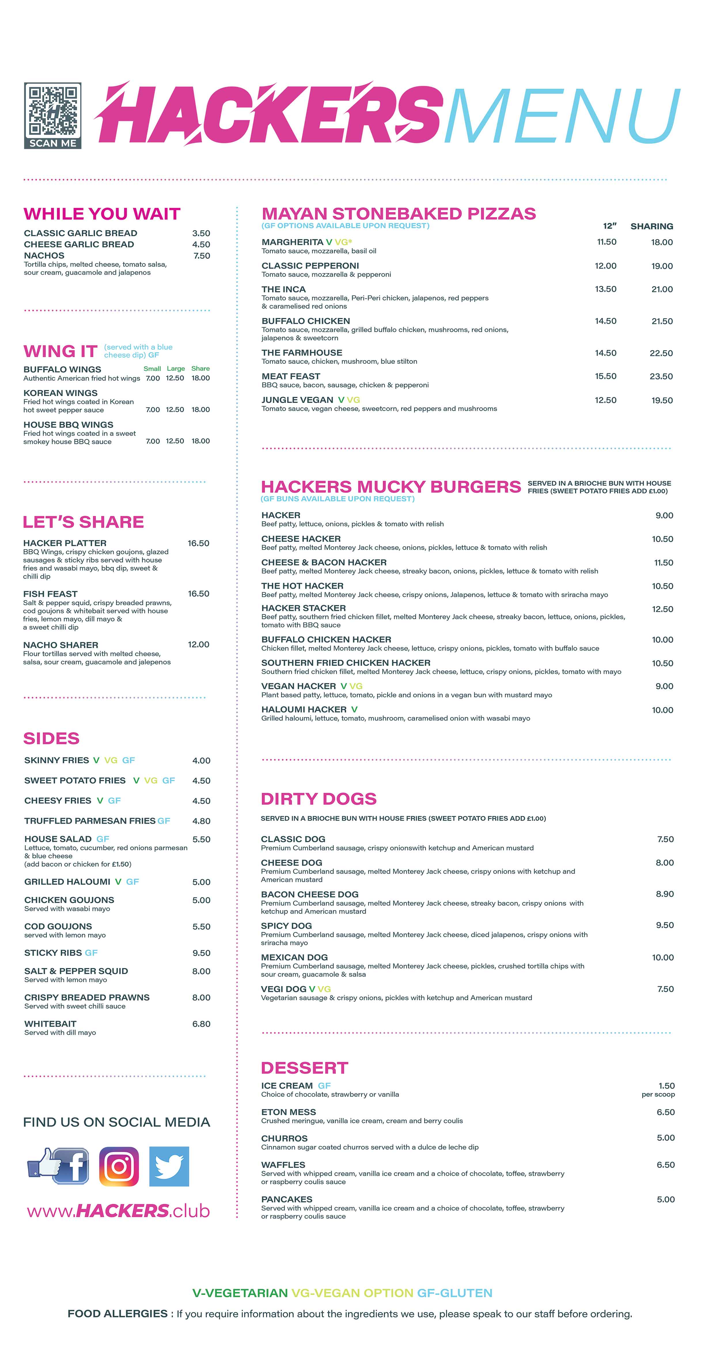 Food and Drink Menus | NEW Drinks Menu Now Live | Hackers